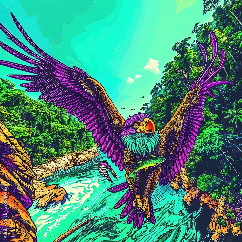 In the dense jungle, a closeup showed an eagle diving at incredible ...