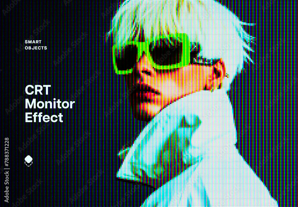 Vintage Monitor CRT Photo Effect Mockup Stock Template | Adobe Stock