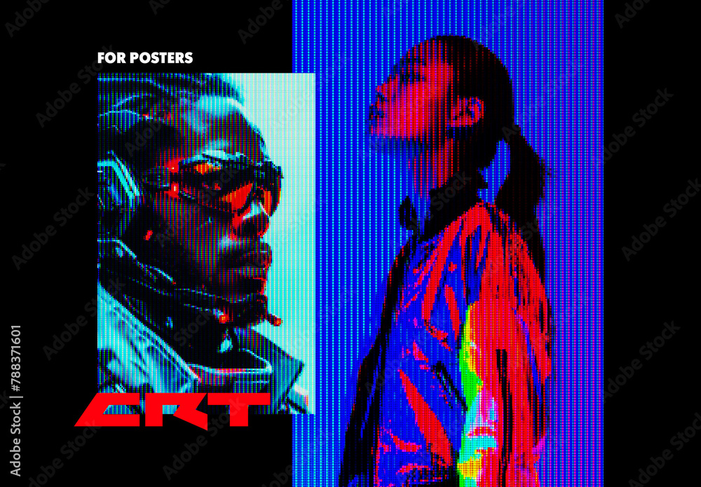 Vintage Monitor CRT Poster Photo Effect Mockup Stock Template | Adobe Stock