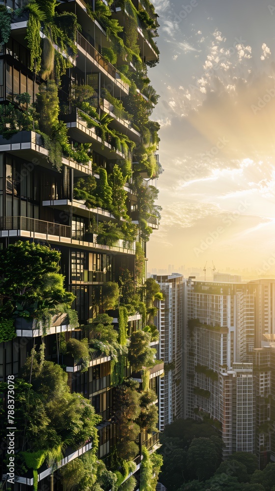 green building development that incorporates solar panels, rainwater ...