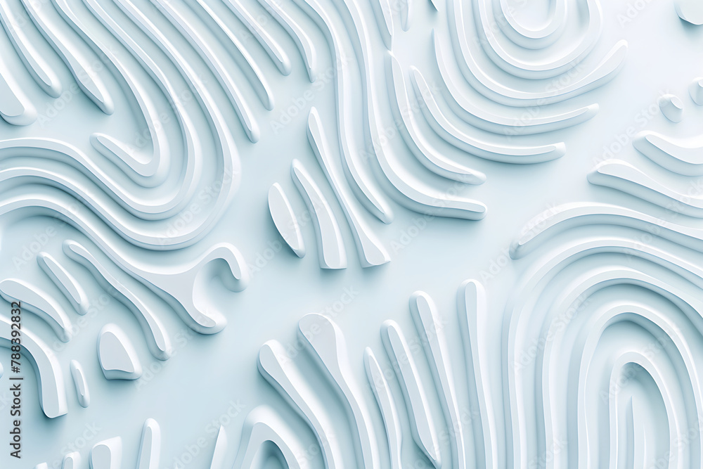 Minimalistic abstract background with white 3D labyrinth, fingerprint ...