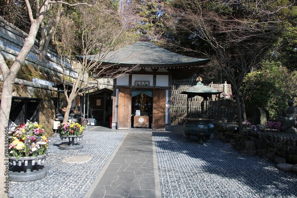 Upper level of the Hase-kannon temple complex side temple with Japanese ...