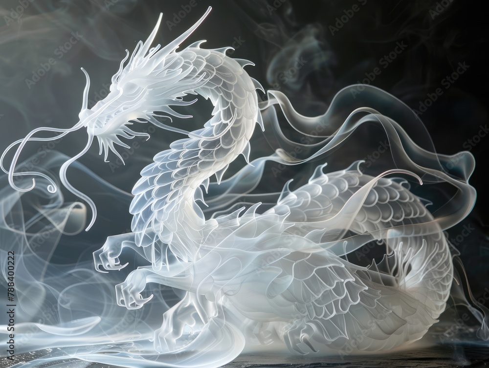 Dragon made of smoke, according to the Chinese zodiac sign of the 12 ...