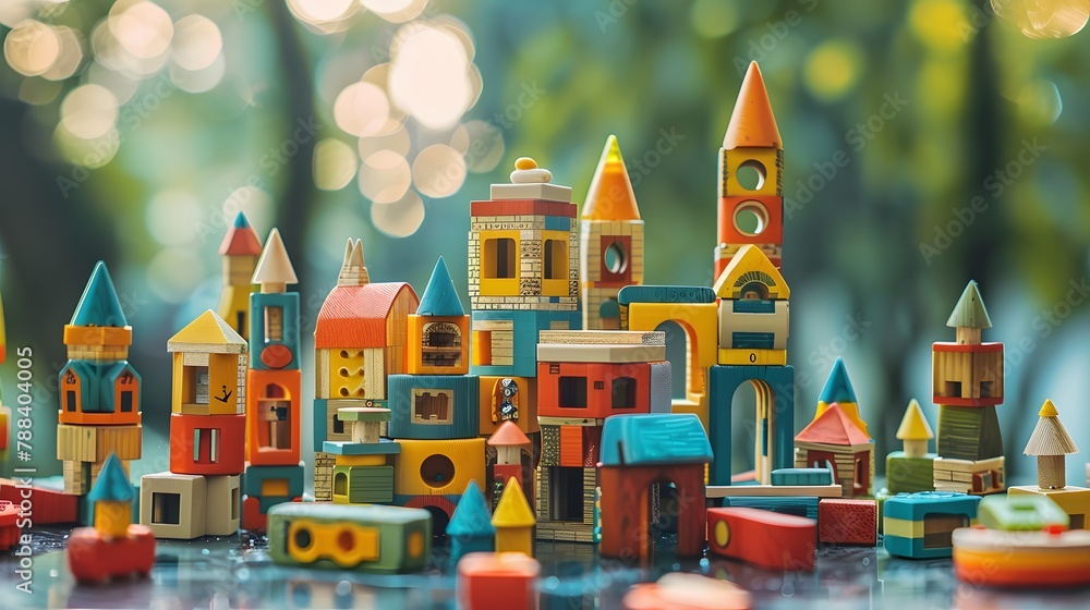 Vintage city block illustration with houses. The church is bathed in ...