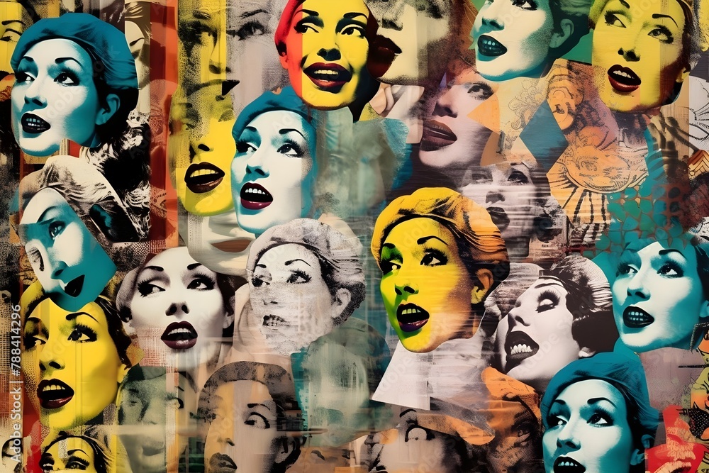 Mixed Media Surreal Collage Of Retro Nostalgic Antique Mannequins