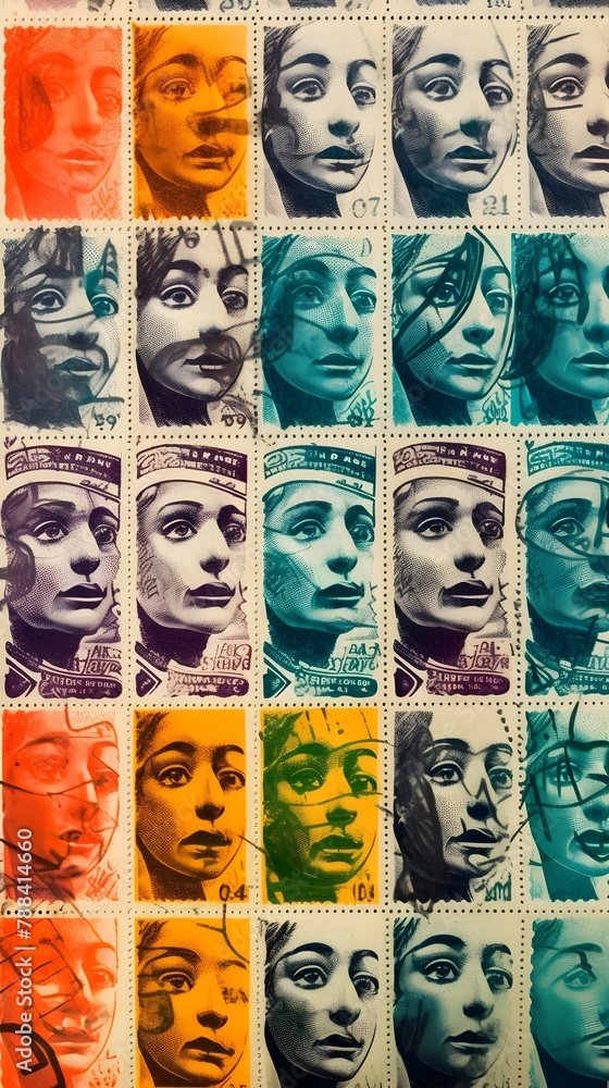 Mixed media surreal collage of retro nostalgic antique mannequins ...