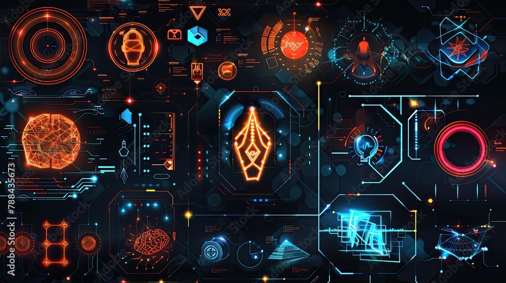 Abstract symbols and glyphs floating of binary code Stock Illustration ...