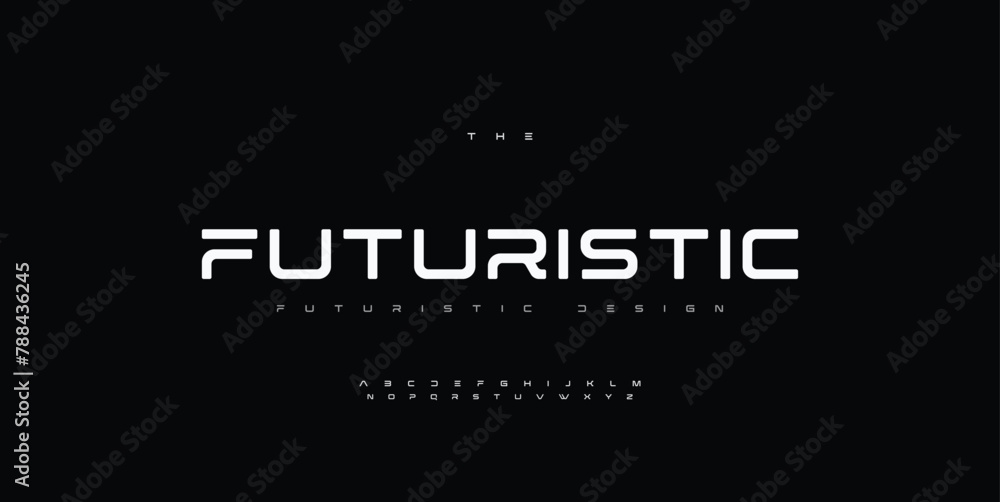 Futuristic style alphabet. tech font, minimalist type for modern ...