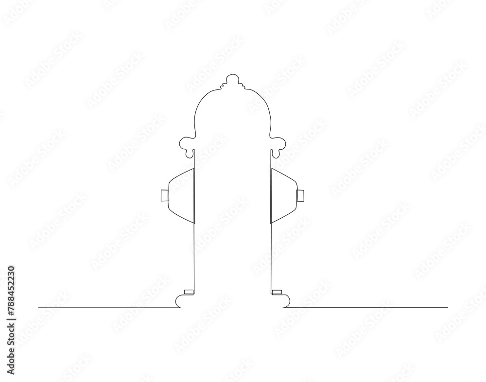 Continuous line drawing of hydrant. One line of hydrant for ...