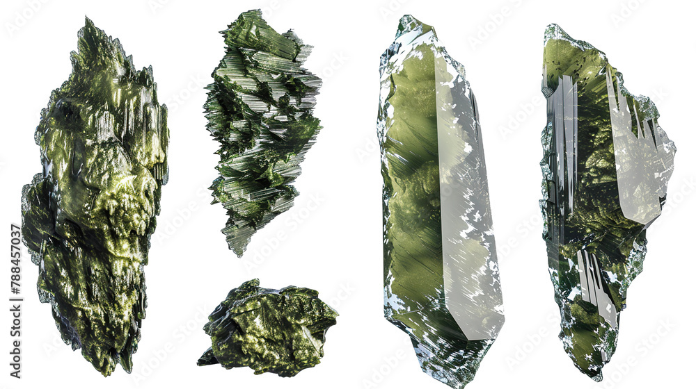 Moldavite gemstone collection showcasing green cosmic tektites ...
