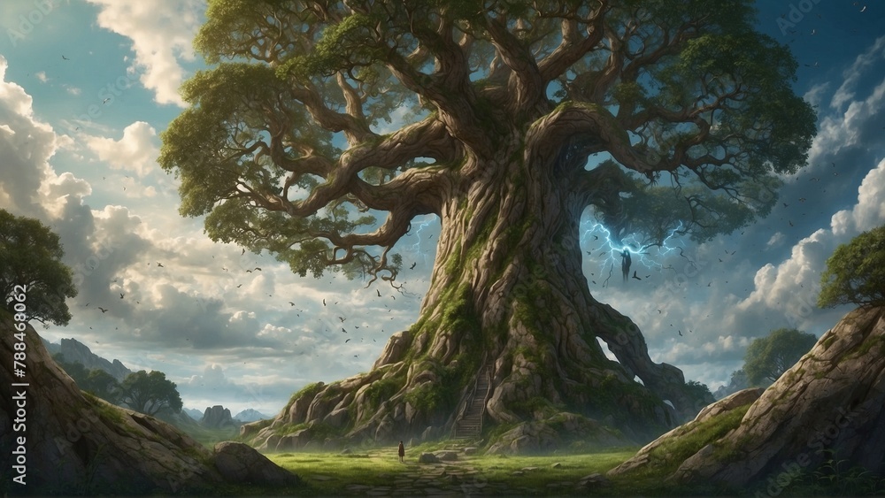 Enter the realm of Yggdrasil, where the mighty tree stands tall and ...