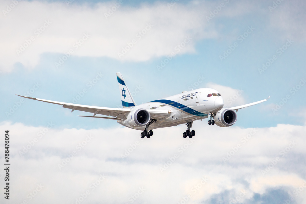 Toronto, Canada, April 7, 2023; An EL AL Israel Airlines Boeing 787 ...
