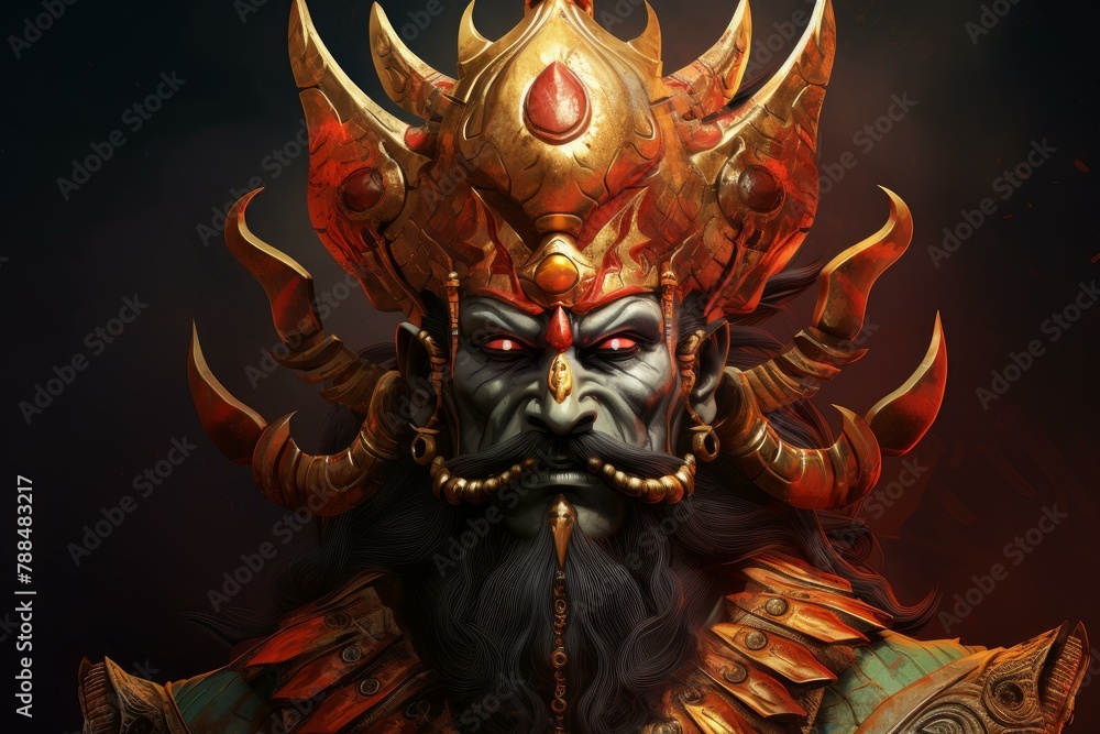 ภาพประกอบสต็อก Ambitious Ravana indian demon. Rugged mystical and ...