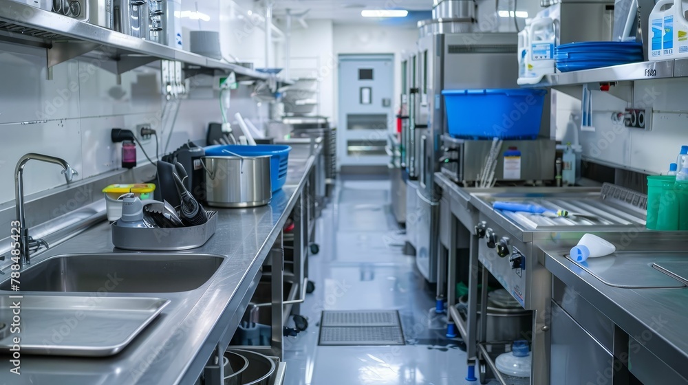 Professional cleaning of a commercial kitchen, hygiene, compliance ...