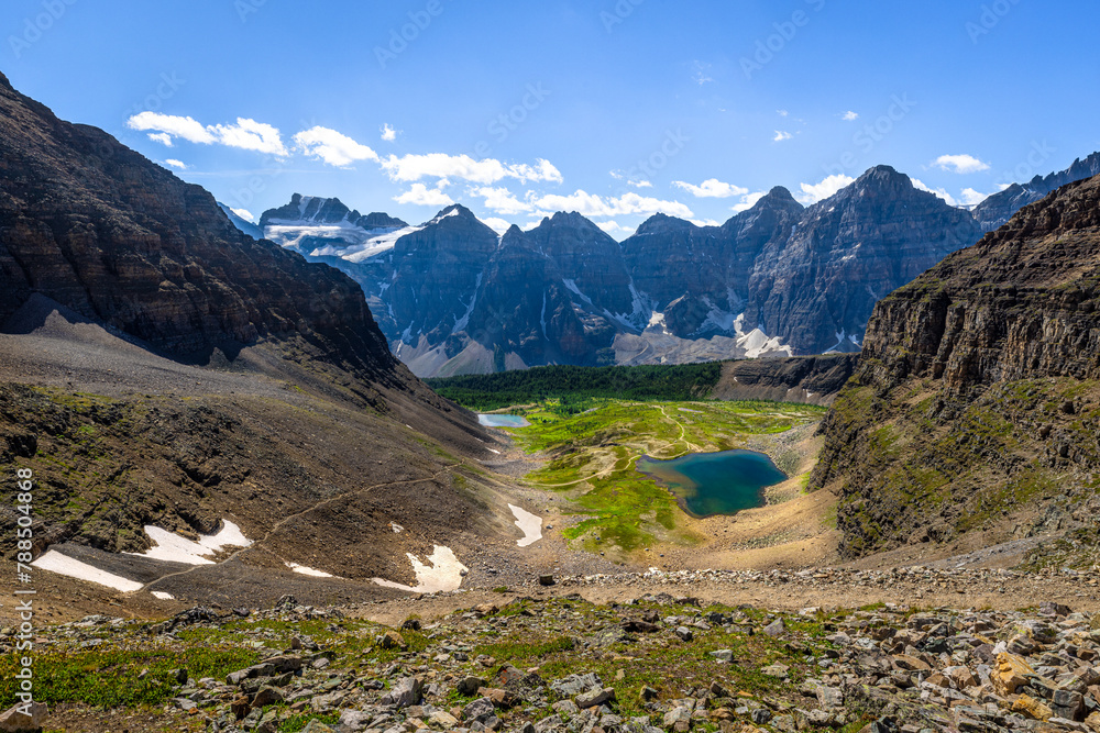 Minnestimma Lake viewed from Sentinel Pass, Banff National Park, Canada ...