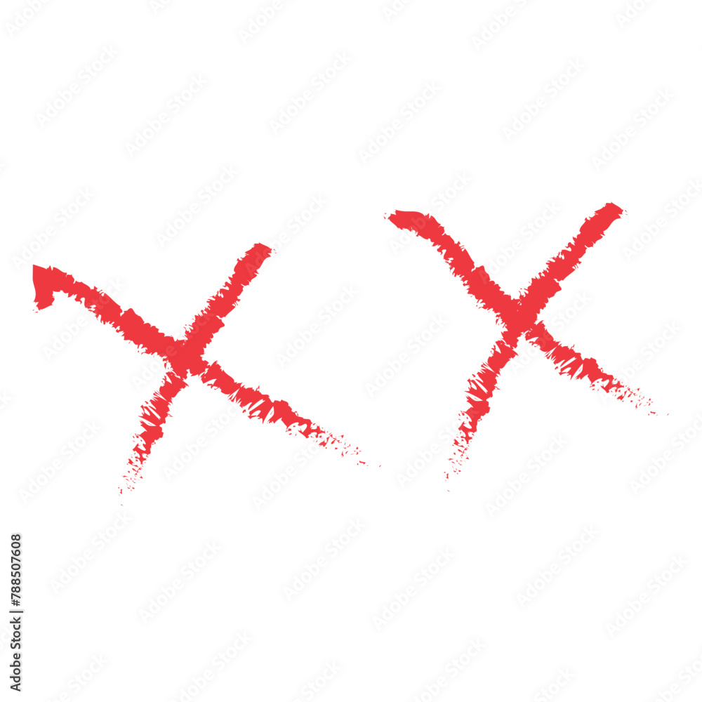 Red Cross Mark Brush, Red X mark, X Sign Hand Drawn Icon Stock Vector ...