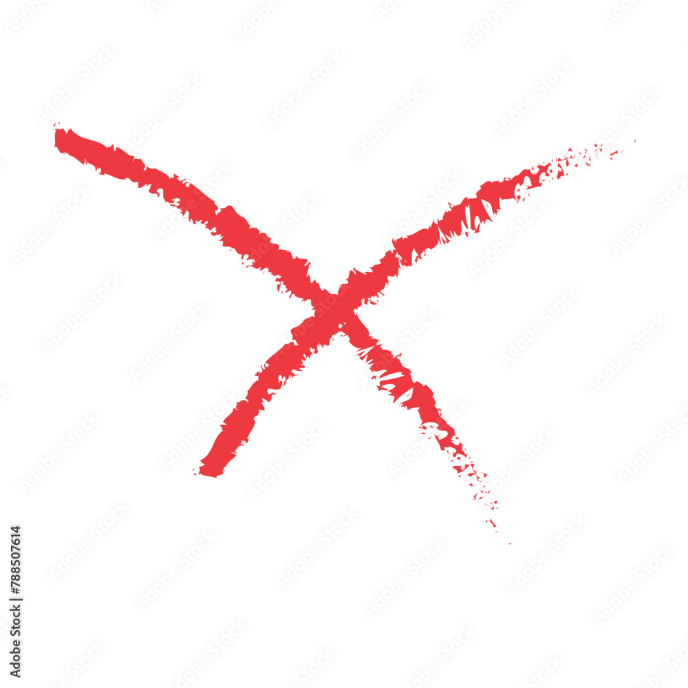 Red Cross Mark Brush, Red X mark, X Sign Hand Drawn Icon Stock Vector ...
