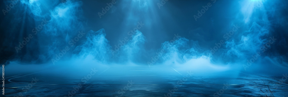 empty dark stage with spotlights , fog and smoke in the air, for opera ...