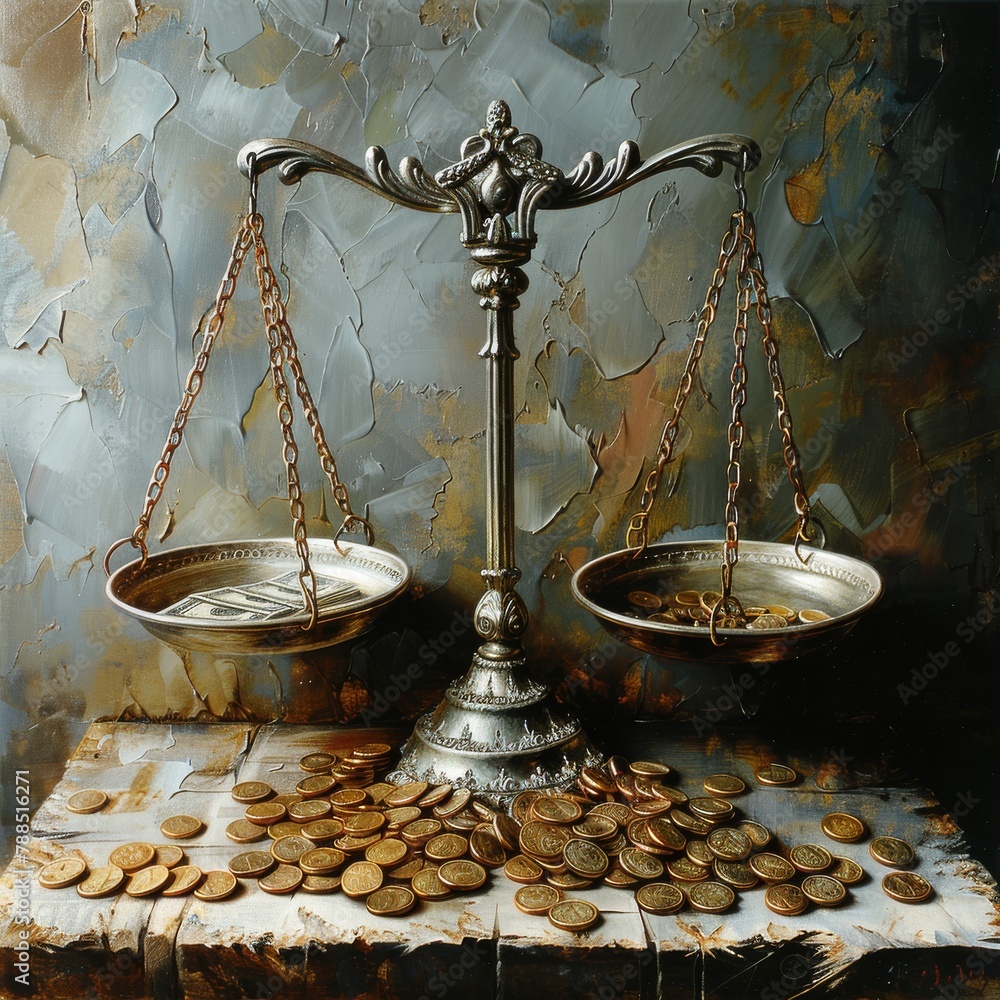 Illustrate budgeting questions through a traditional oil painting ...