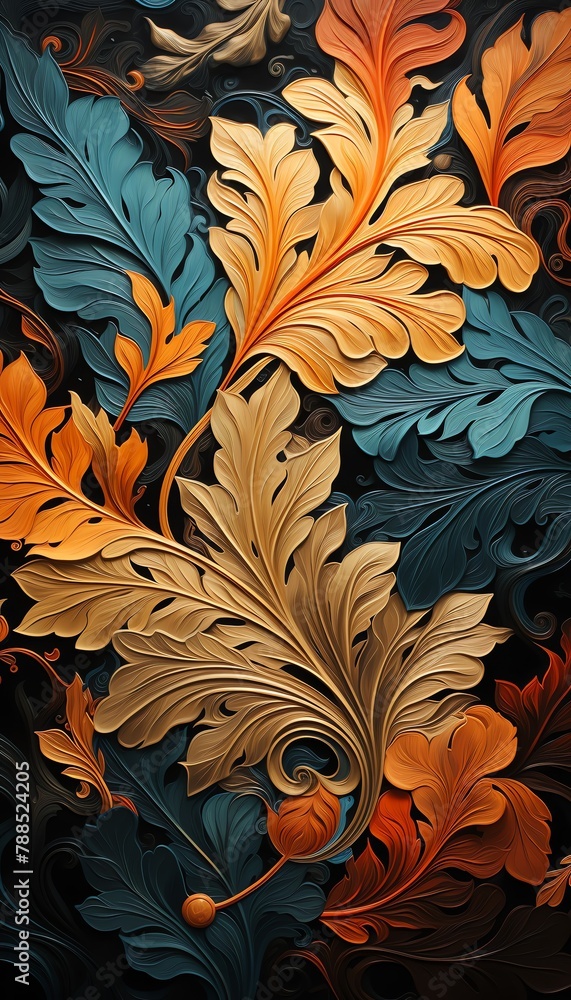 illustrations by kris rifk, in the style of abstract nature, dark teal ...