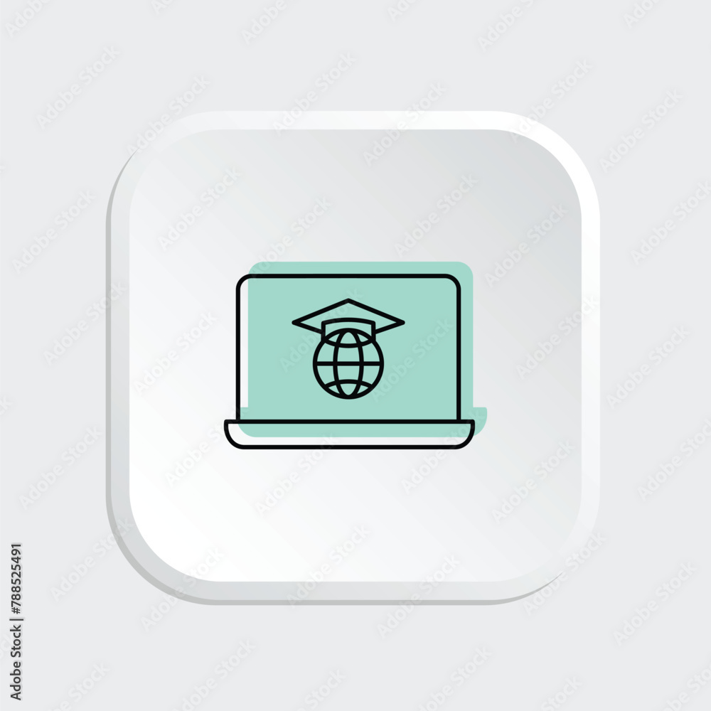 online learning icon, remote learning icon, virtual learning icon, e ...