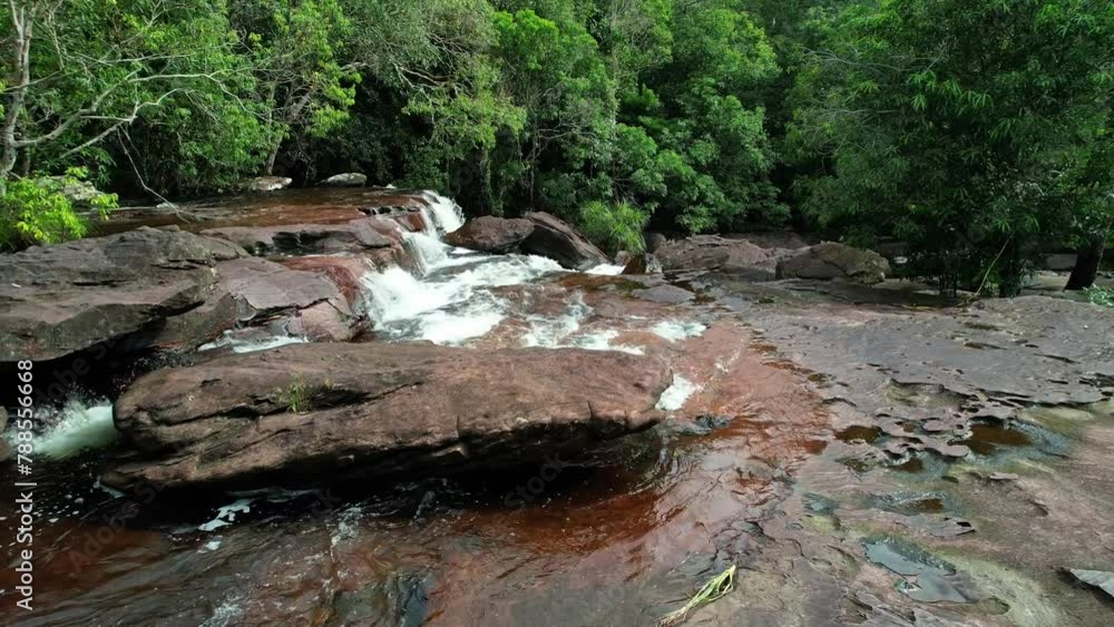Beautiful video of a waterfall in a lush forest, showcasing natural ...