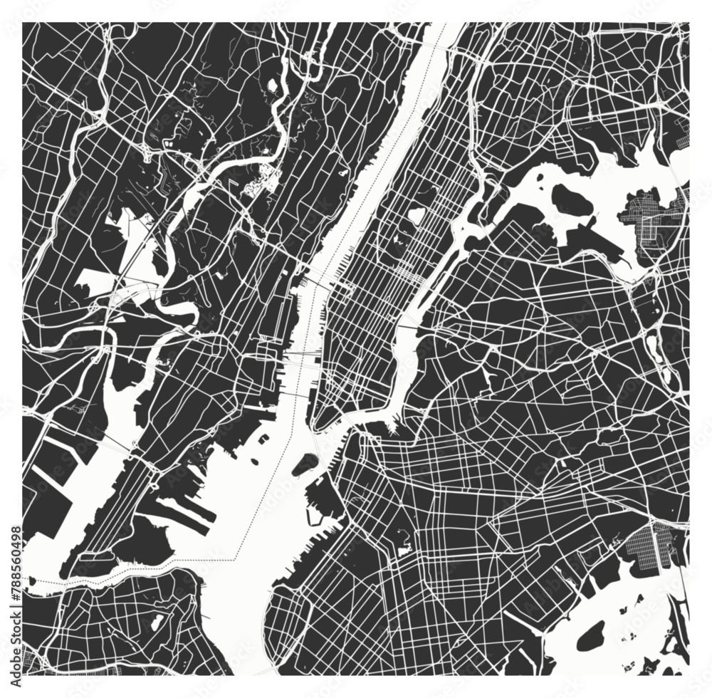 detailed illustration of new york city. vector new york city nyc map ...