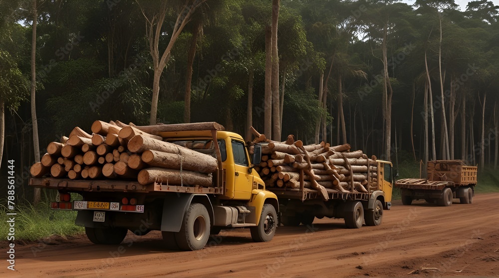 gandu bahia brazil october 6 2022 truck loading wood log from ...