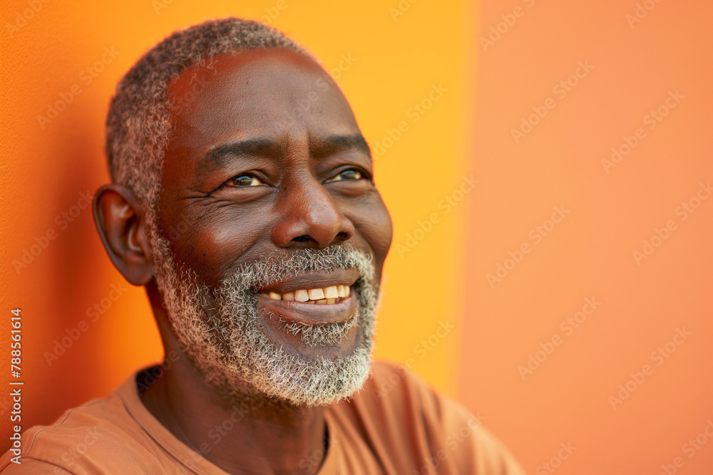african man 60 years old portrait of cute man indoors. close up natural ...