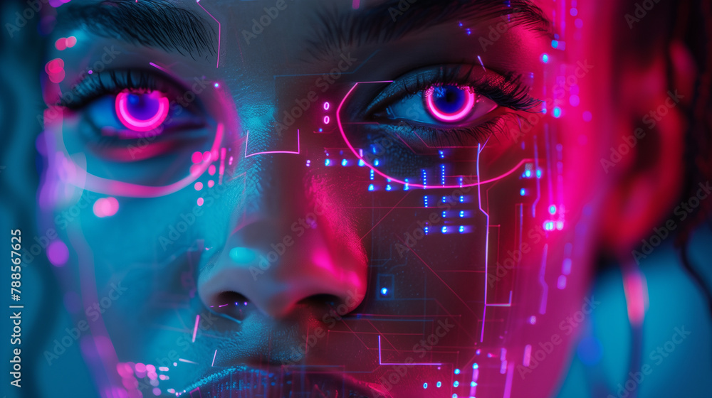 AI-powered facial recognition, deep fakes analyzing facial features in ...