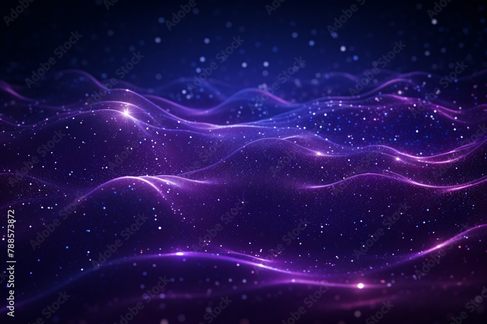 Particles Waves Abstract Wallpaper, Digital purple particles wave and ...