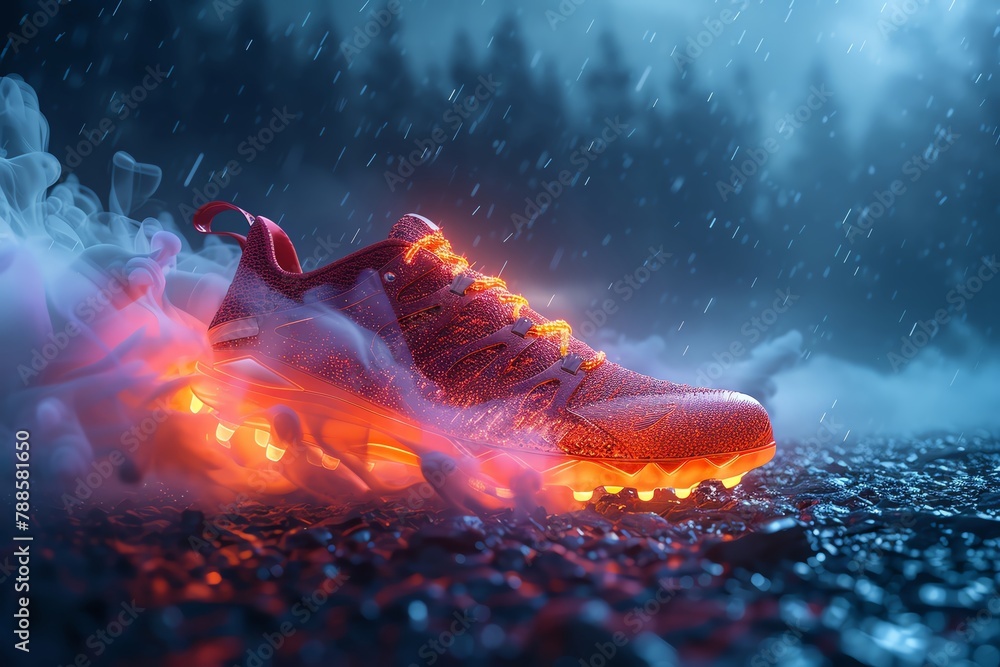 Football cleats photographed in a dramatic action shot, capturing the ...