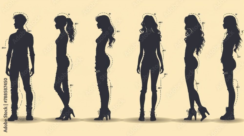 Stock modern illustration of full-length portraits of men and women ...