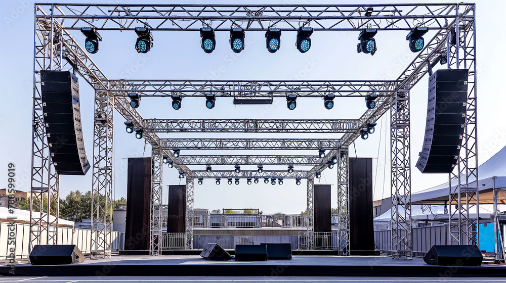 Big outdoor stage rigging truss with light and sound system, blank ...