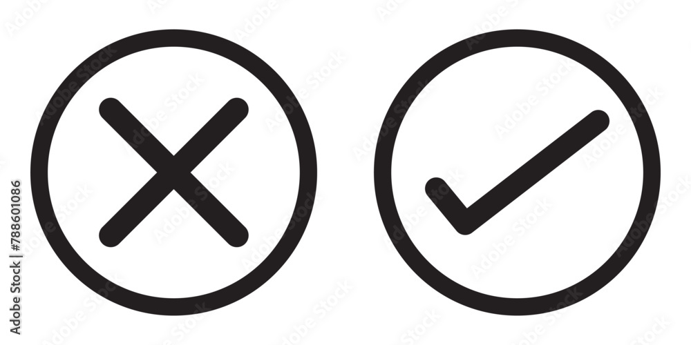 Right or wrong signs, icons silhouette. Cross & check mark icons design ... Right or wrong signs, icons silhouette. Cross & check mark icons design ...