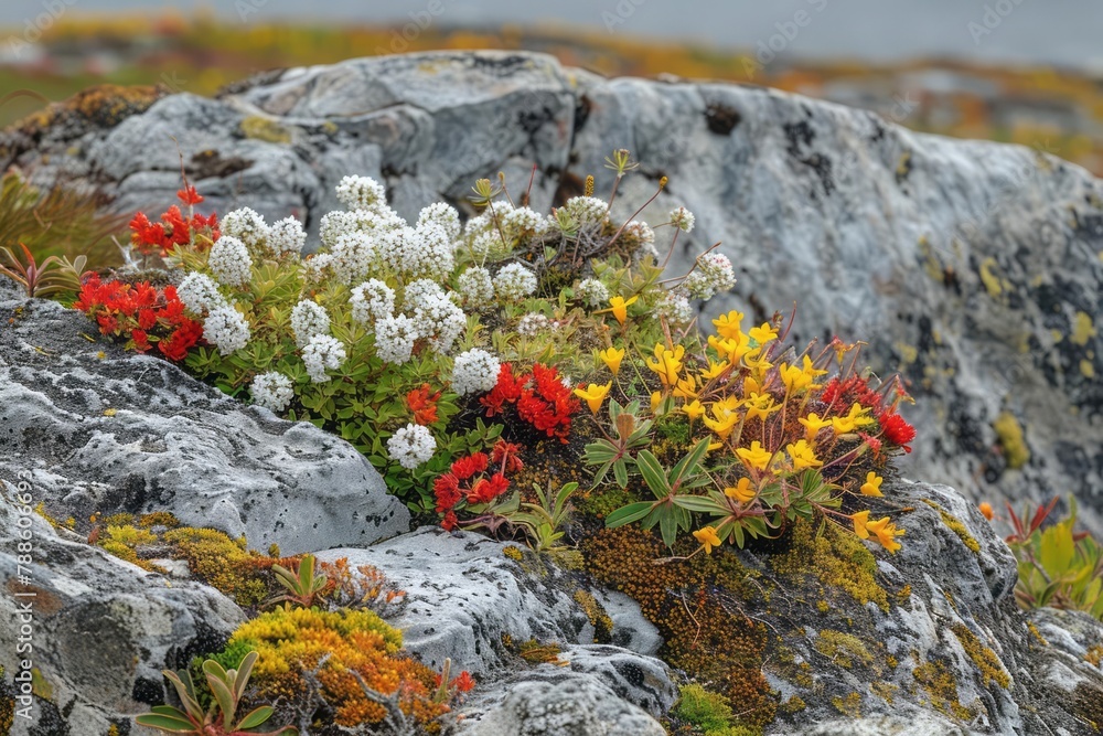 Arctic tundra, permafrost patterns, unique flora and fauna, cold ...
