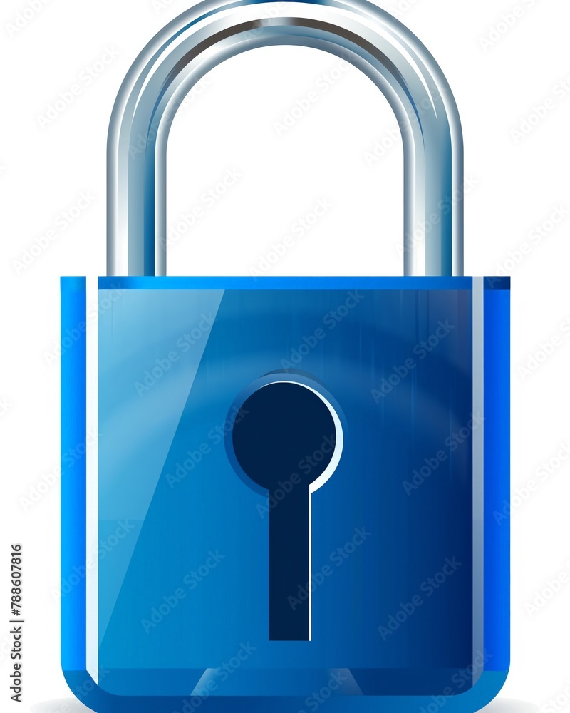 A blue lock icon with a white background, in the vector illustration ...
