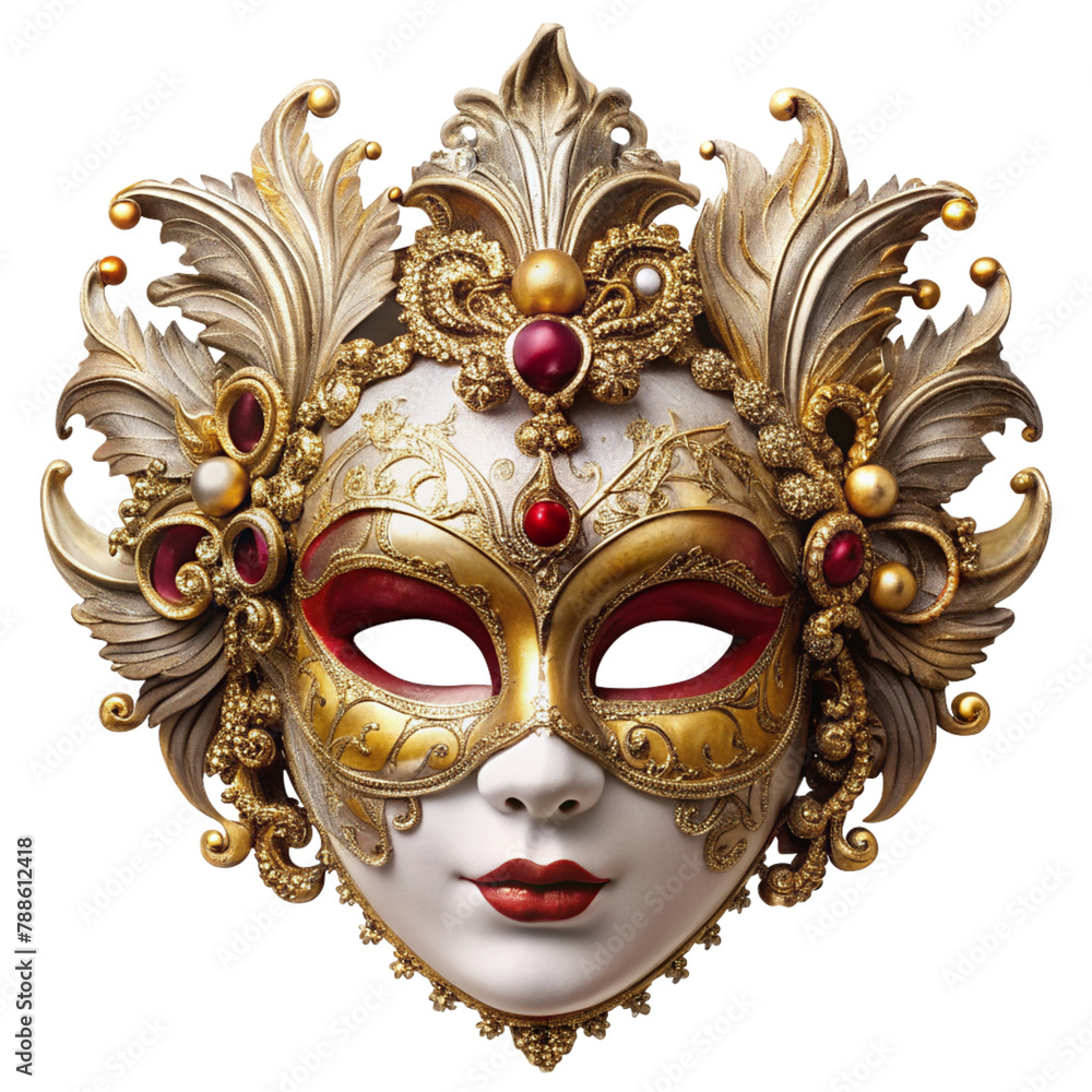 baroque masquerade mask isolated on transparent background, element ...