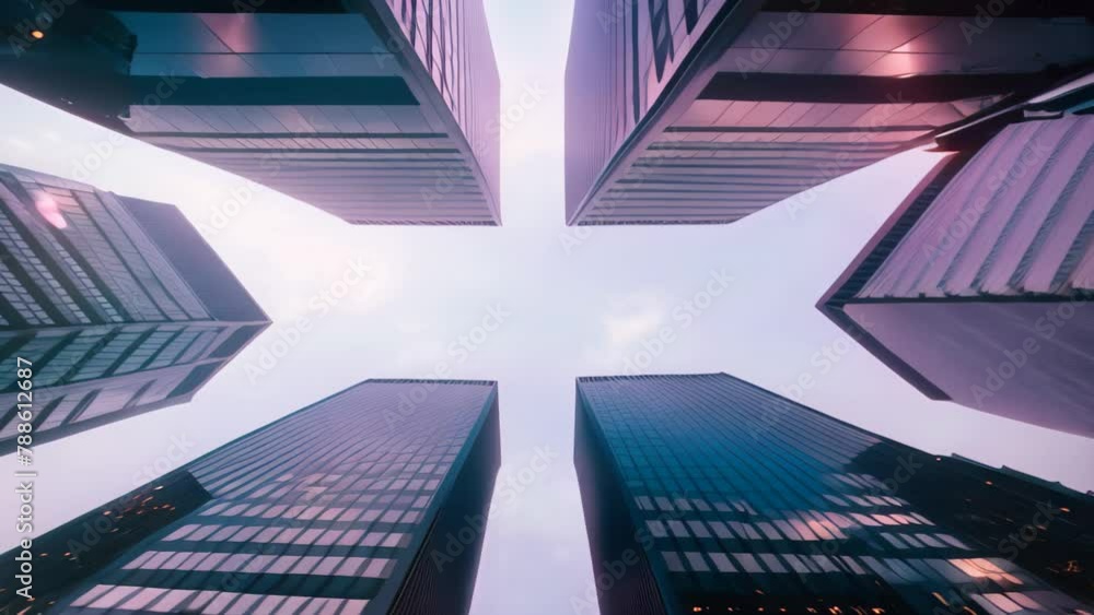 A cluster of towering buildings can be seen in a bustling city ...