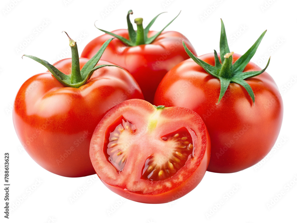 cut tomatoes in half isolated on transparent background, element remove ...
