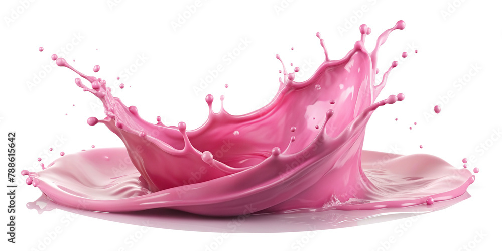 pink milky liquid splash isolated on transparent background, element ...