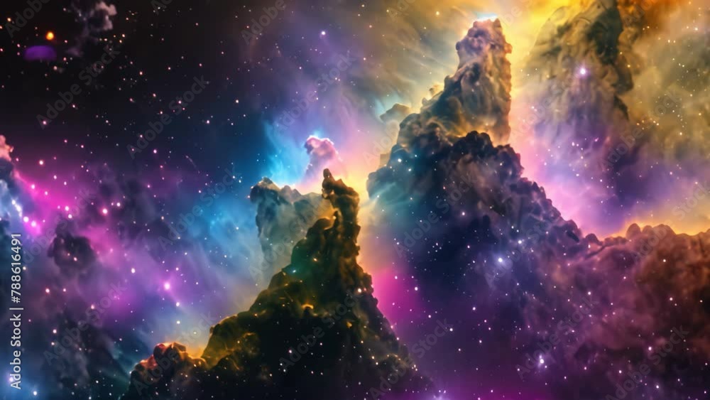 This photo captures a vibrant and vivid space scene filled with stars ...