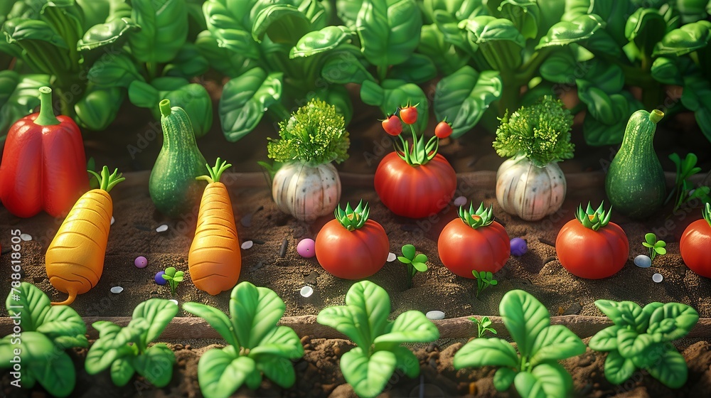 Craft a delightful scene in colorful pixels depicting a top-down view ...