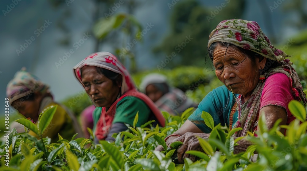 tradition as women hand-pick tea leaves in the scenic tea gardens of ...