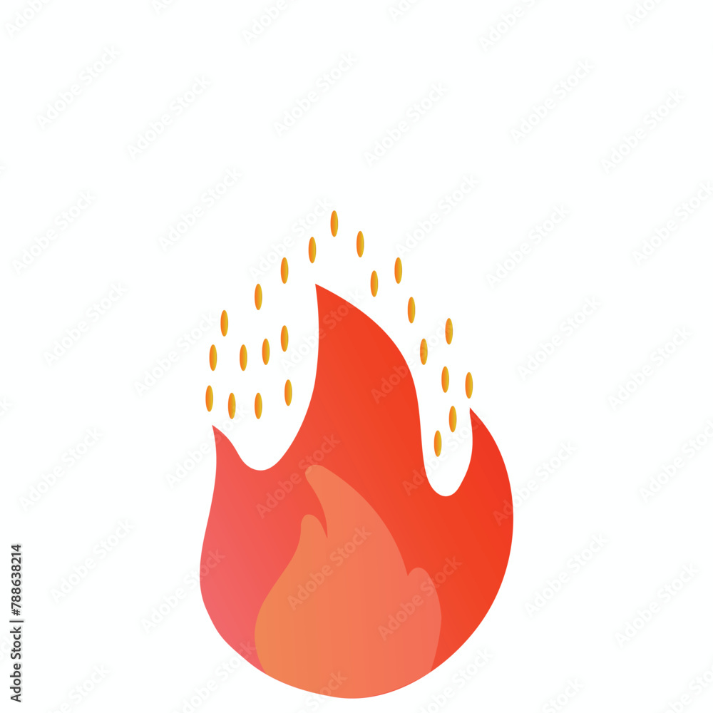 Symbol of Red fire flame emoticon isolated on white background. Fire ...