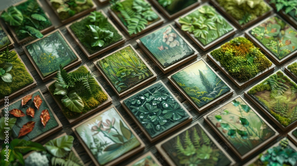 An array of eco-friendly scratch cards with nature-inspired 3D ...