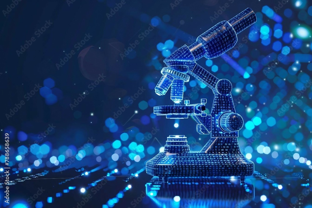 digital microscope with binary code, ai in scientific research, image analysis algorithms ...