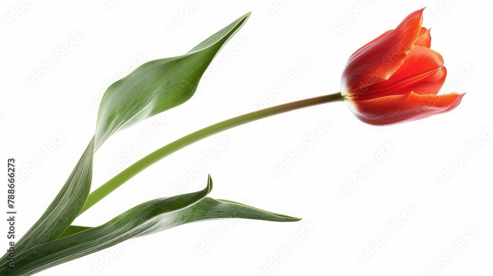Capture the elegance of a single red tulip flower with a clipping path ...
