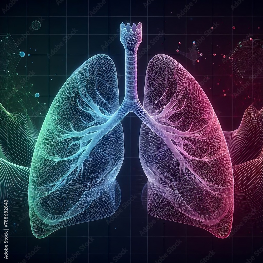 Vector human bronchi lungs anatomy structure with abstract 3d geometry ...