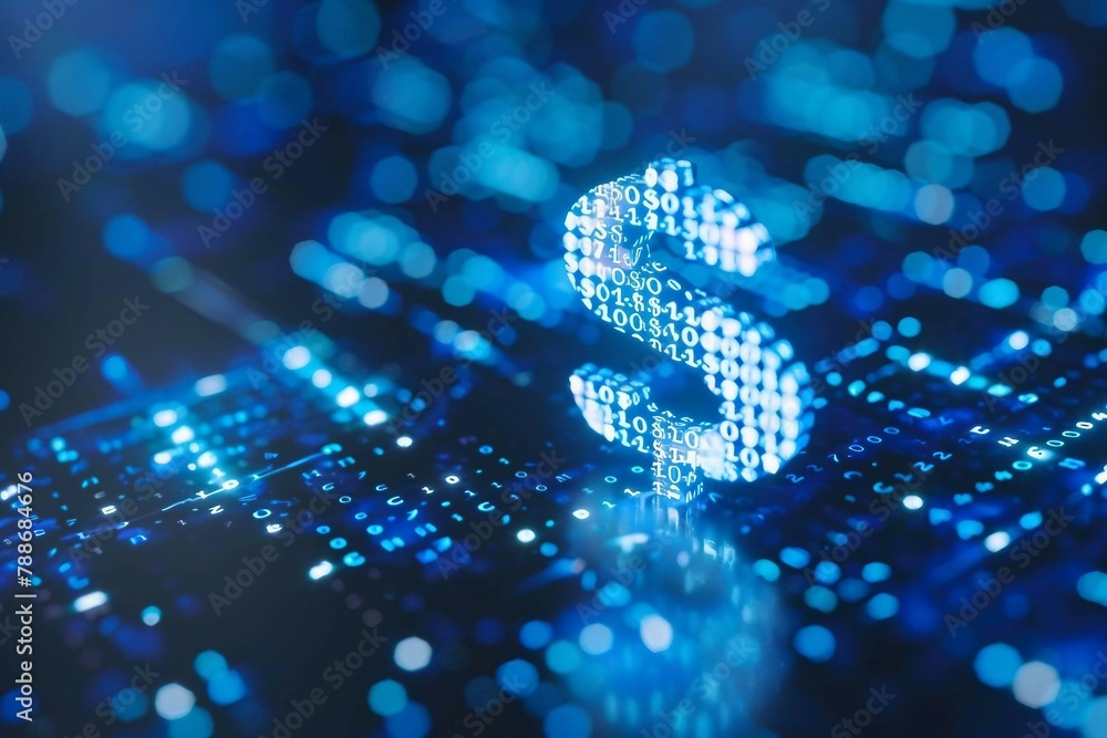digital blue dollar "$" icon with binary code, ai in financial ...